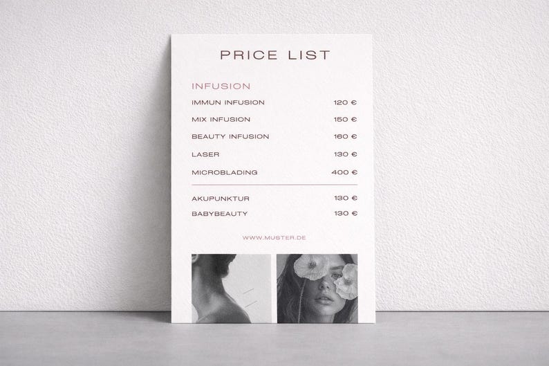 PAXIS BEAUTY | Luxury Price List Template | Minimalist Serving Sheet ...