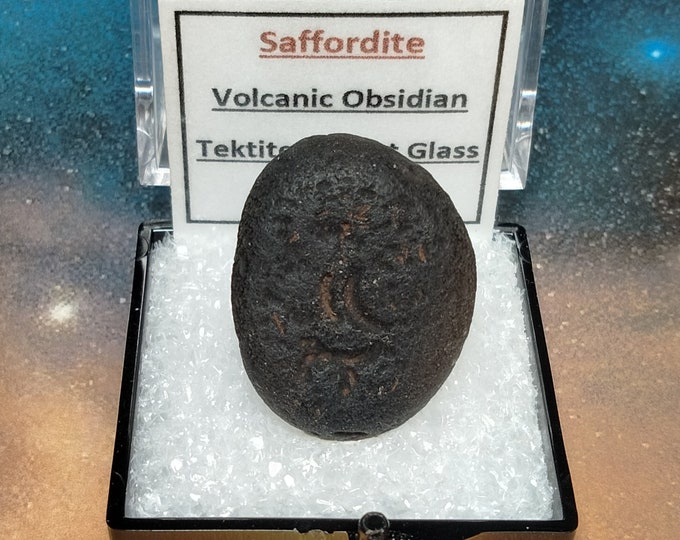 Rare Banded SAFFORDITE Cintamani Stone Volcanic Obsidian Tektite Impact ...