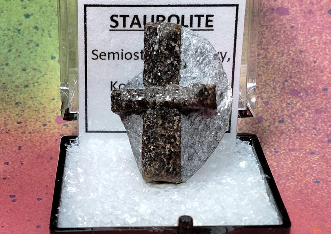 STAUROLITE Fairy Cross Natural Crystal Cross in Perky Mineral Specimen ...