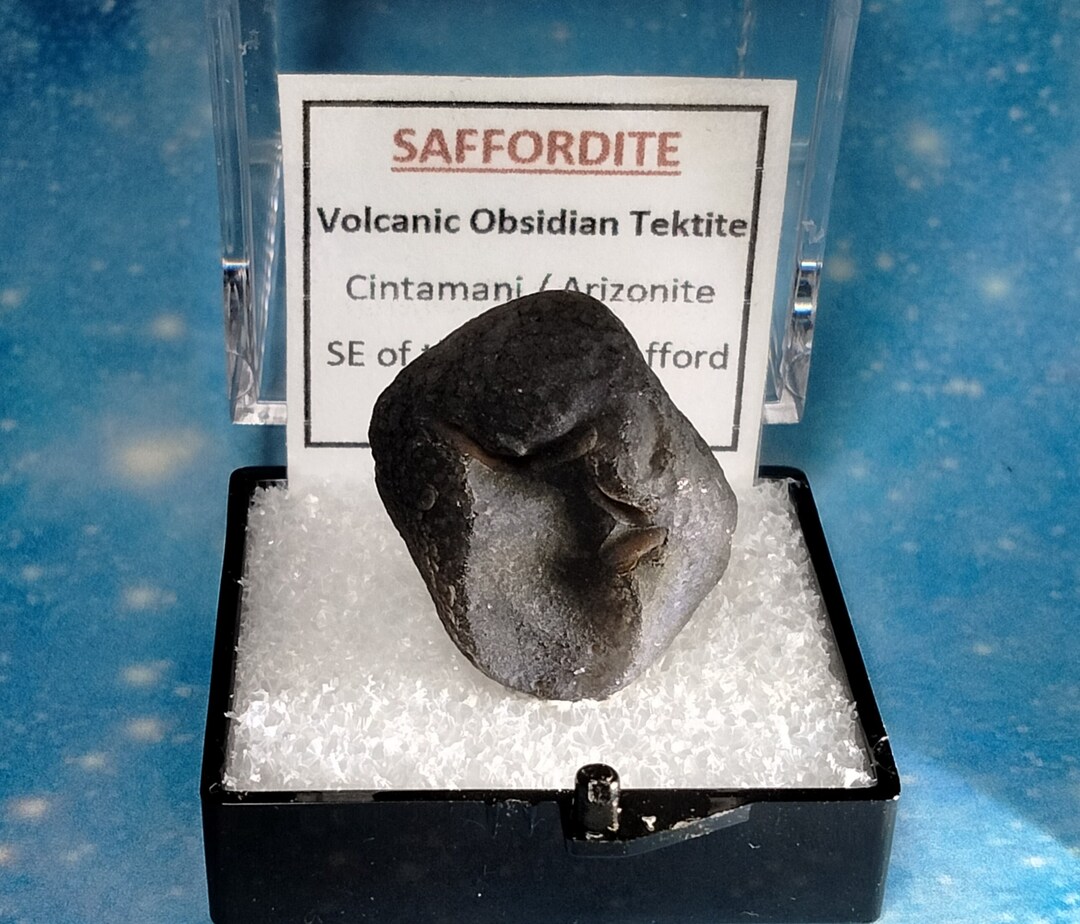 Rare SAFFORDITE Cintamani Stone Volcanic Obsidian Tektite Impact Glass ...