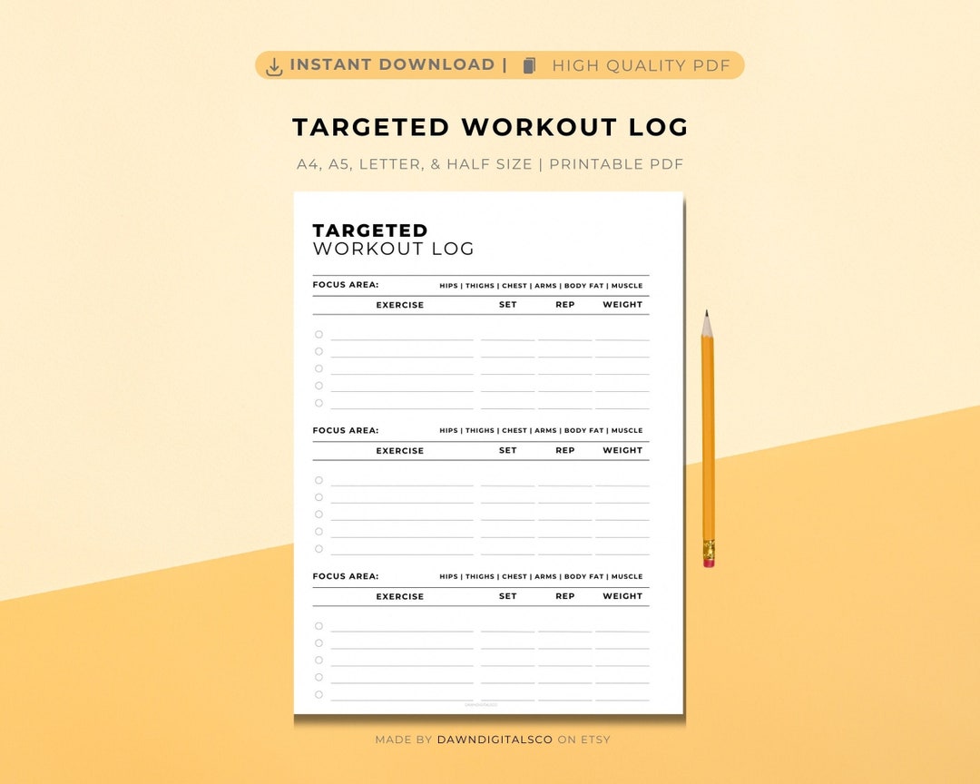 Targeted Workout Log, Exercise Log, Gym Log, Strength Log, Cardio Log ...