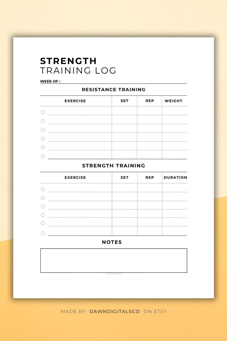 Strength Training Log, Exercise Log, Gym Log, Strength Log, Cardio Log ...