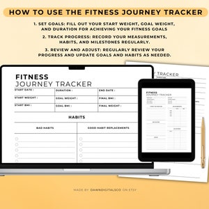 Fitness Journey Tracker, Fit Progress, Body Log, Exercise Plan, Digital Tracker, Printable Fit ...