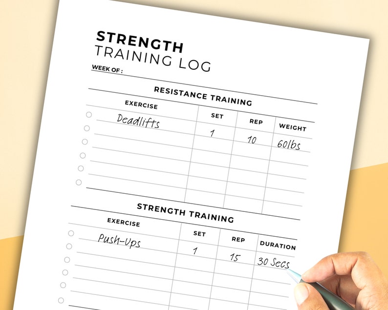 Strength Training Log, Exercise Log, Gym Log, Strength Log, Cardio Log ...
