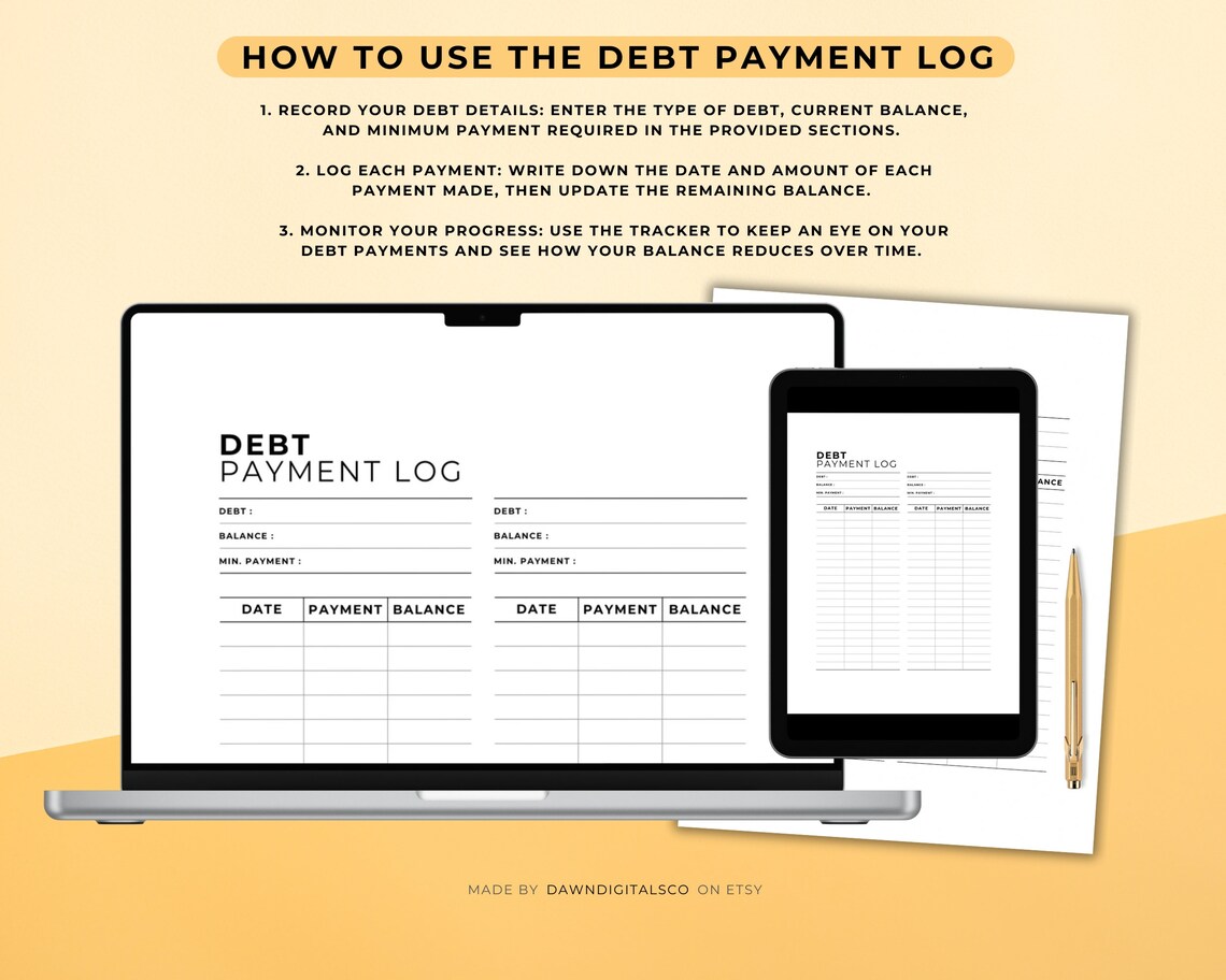 Debt Payment Log, Budget Tracker, Debt Planner, Bill Tracker, Finance ...