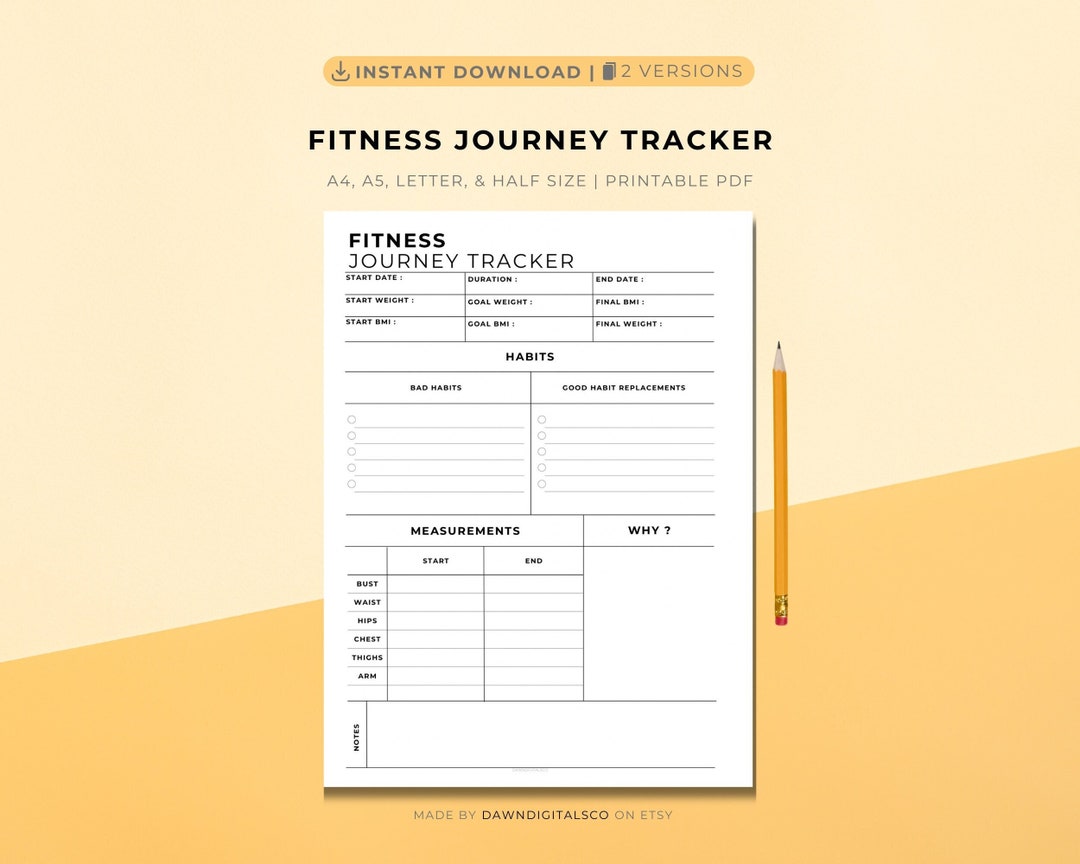 Fitness Journey Tracker, Fit Progress, Body Log, Exercise Plan, Digital ...
