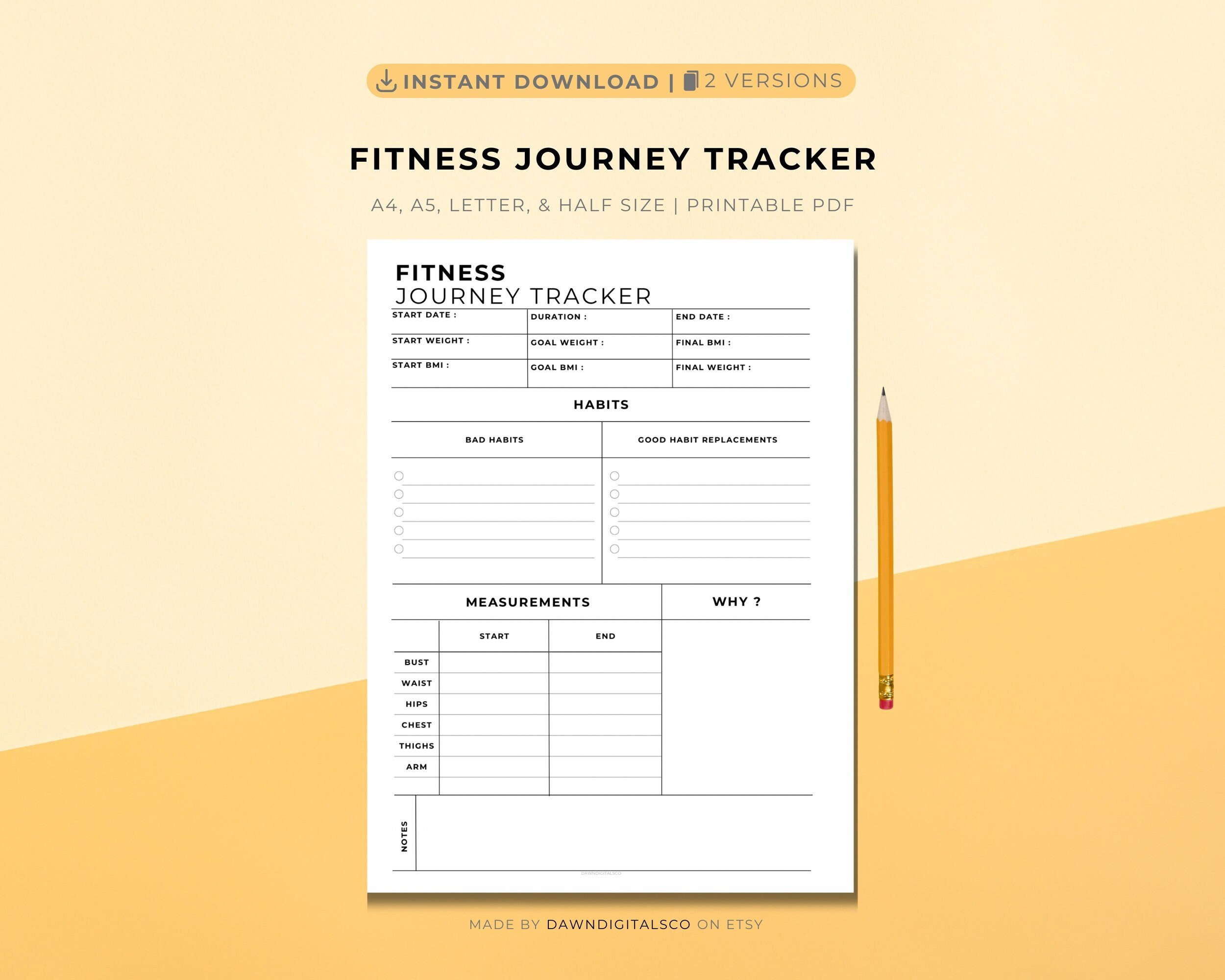 Fitness Journey Tracker, Fit Progress, Body Log, Exercise Plan, Digital ...