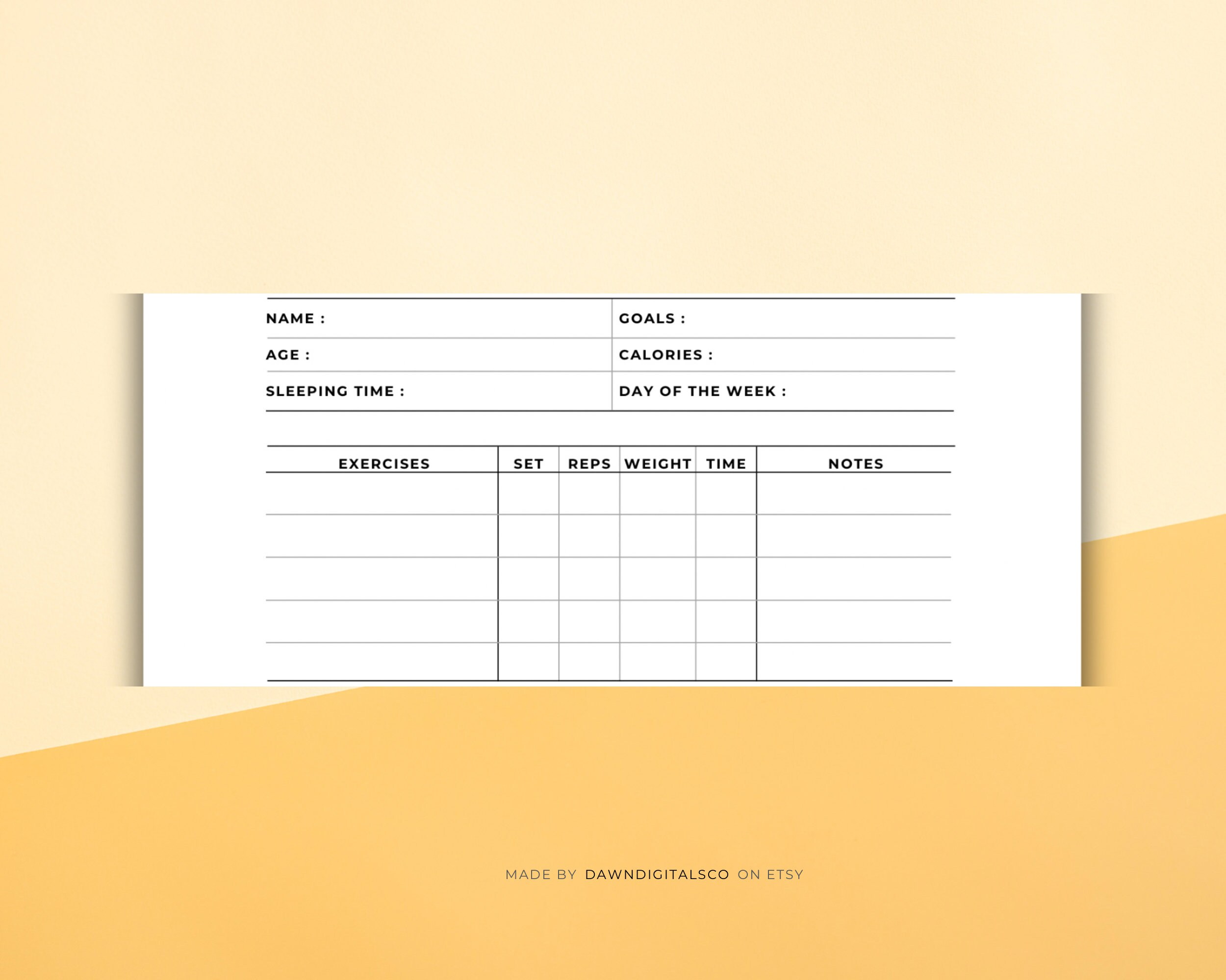 Daily Workout Tracker, Exercise Log, Gym Log, Workout Log, Fitness Log ...