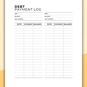 Debt Payment Log, Budget Tracker, Debt Planner, Bill Tracker, Finance ...
