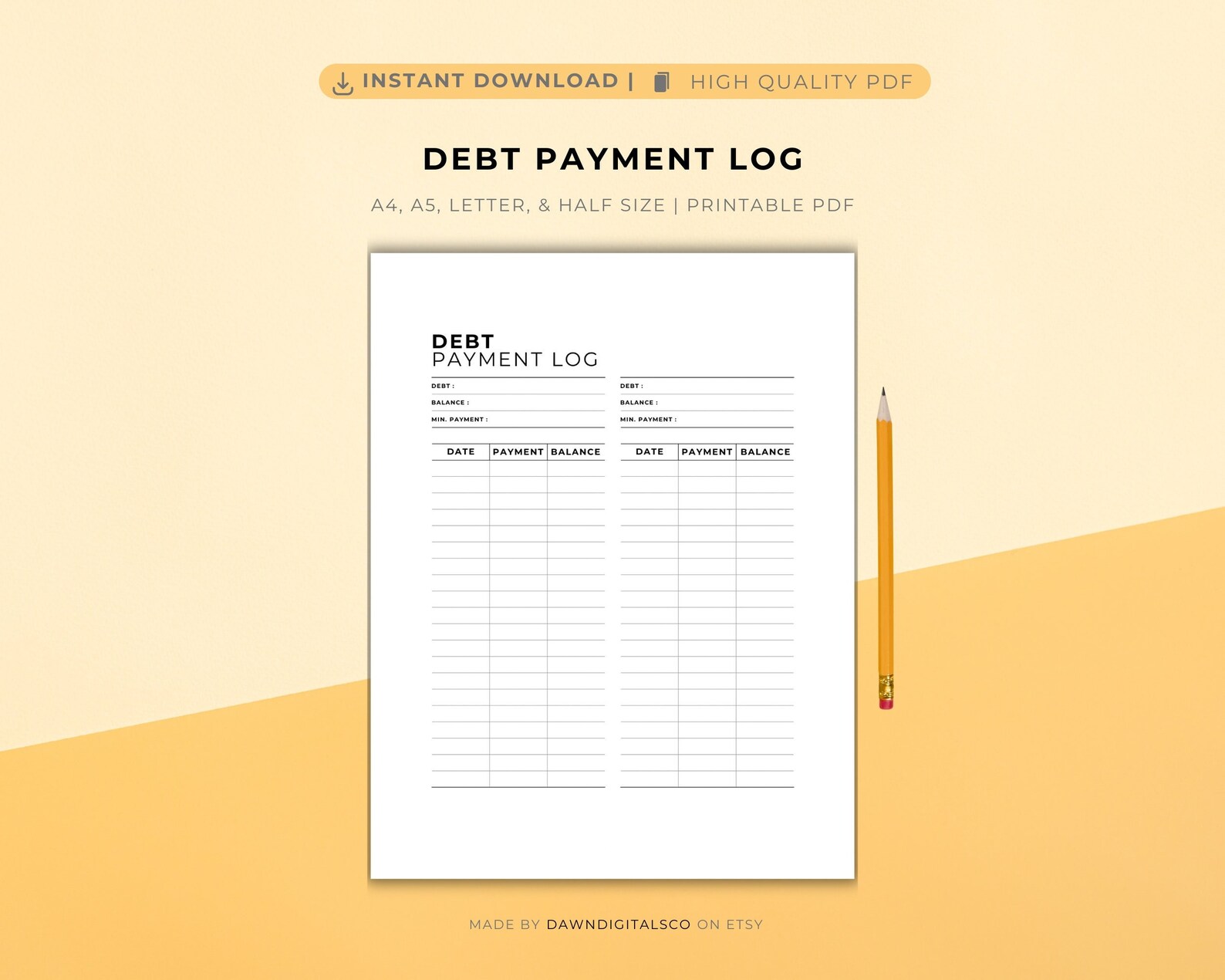 Debt Payment Log, Budget Tracker, Debt Planner, Bill Tracker, Finance ...