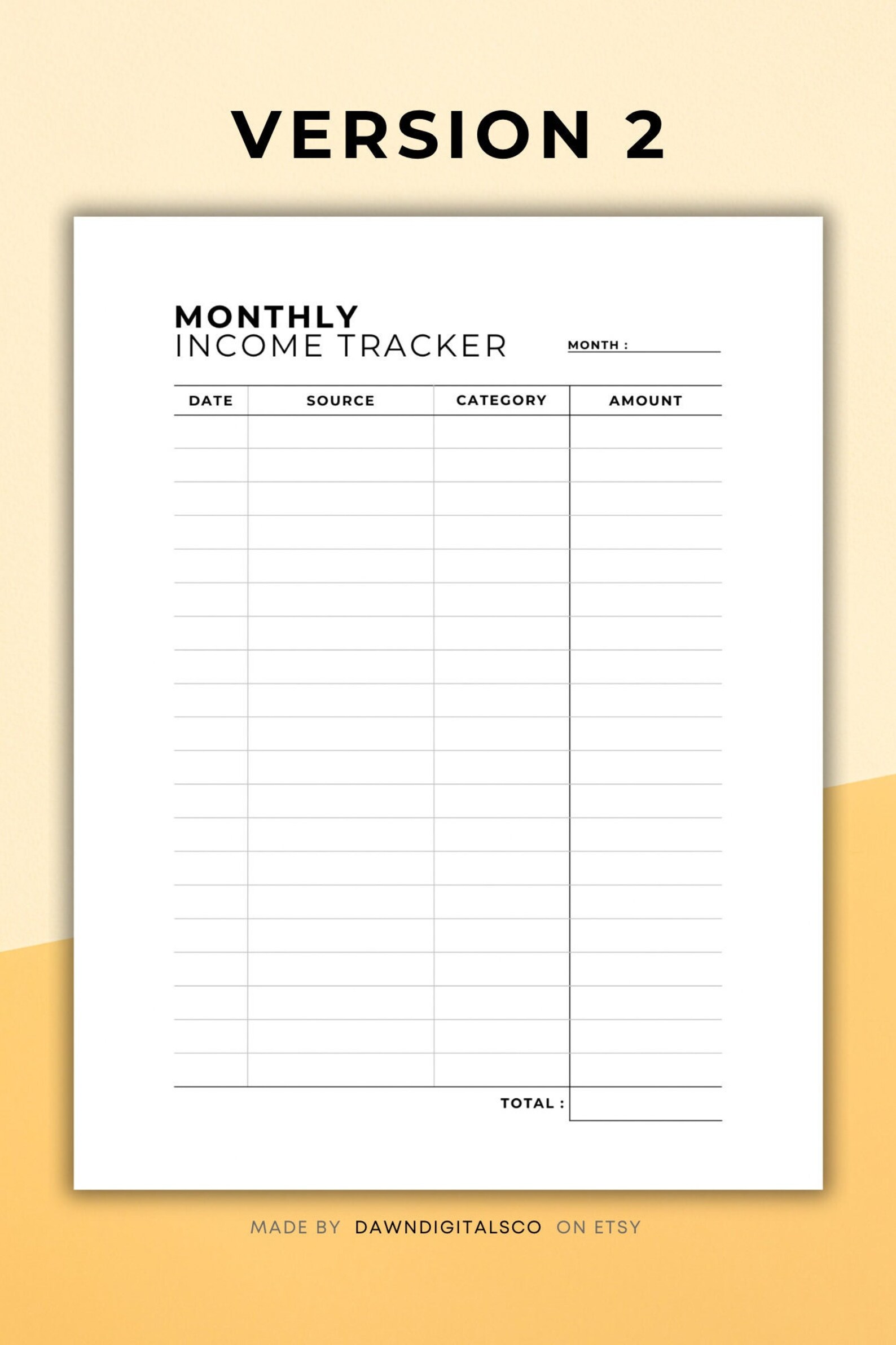 Monthly Income Tracker, Monthly Income Log, Income Record Sheet, Track ...