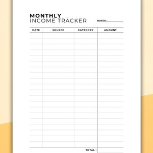 Monthly Income Tracker, Monthly Income Log, Income Record Sheet, Track ...