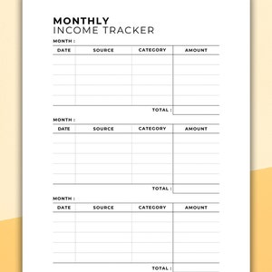 Monthly Income Tracker, Monthly Income Log, Income Record Sheet, Track ...