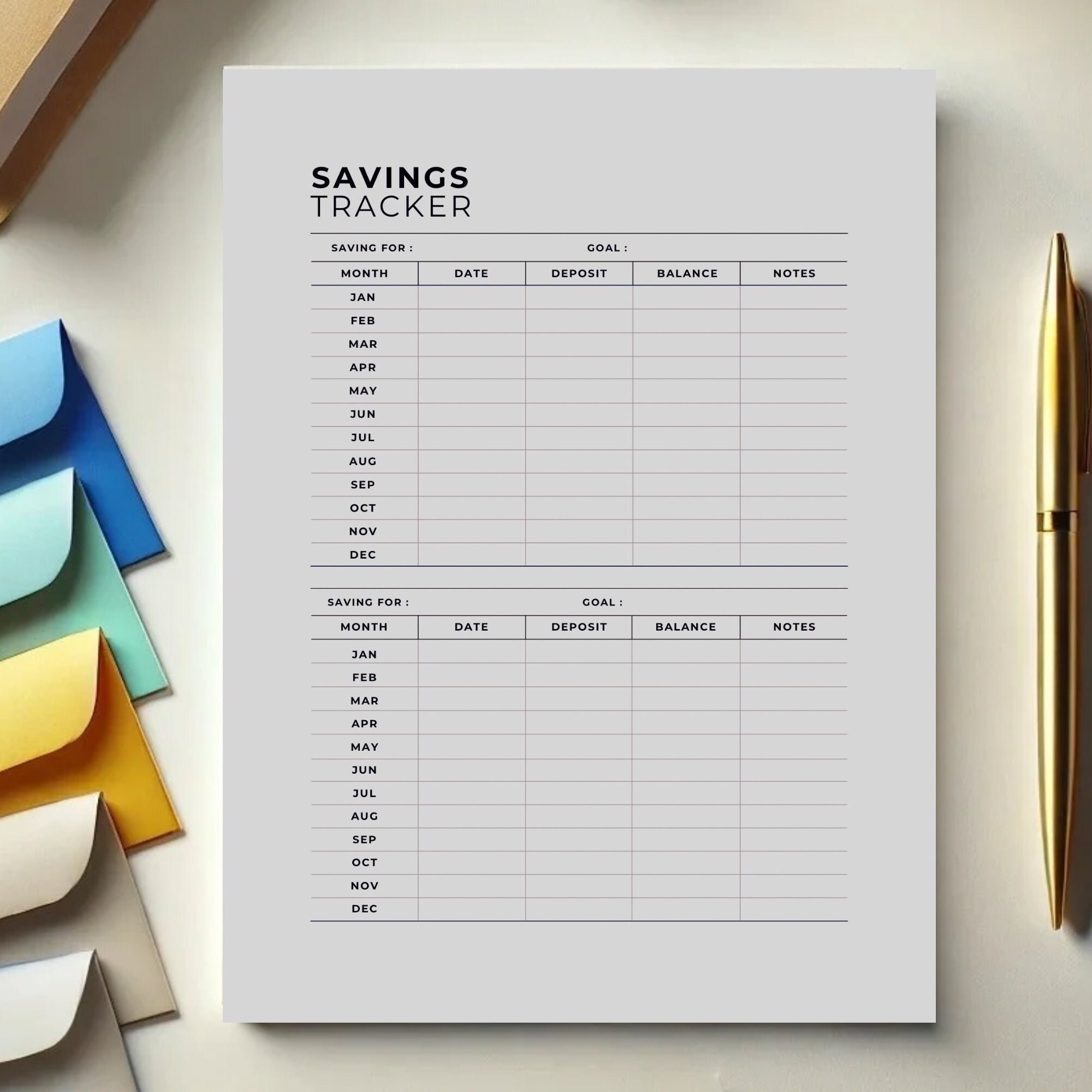 Savings Tracker, Save Money Tracker, Budget Savings Plan, Goal Savings ...