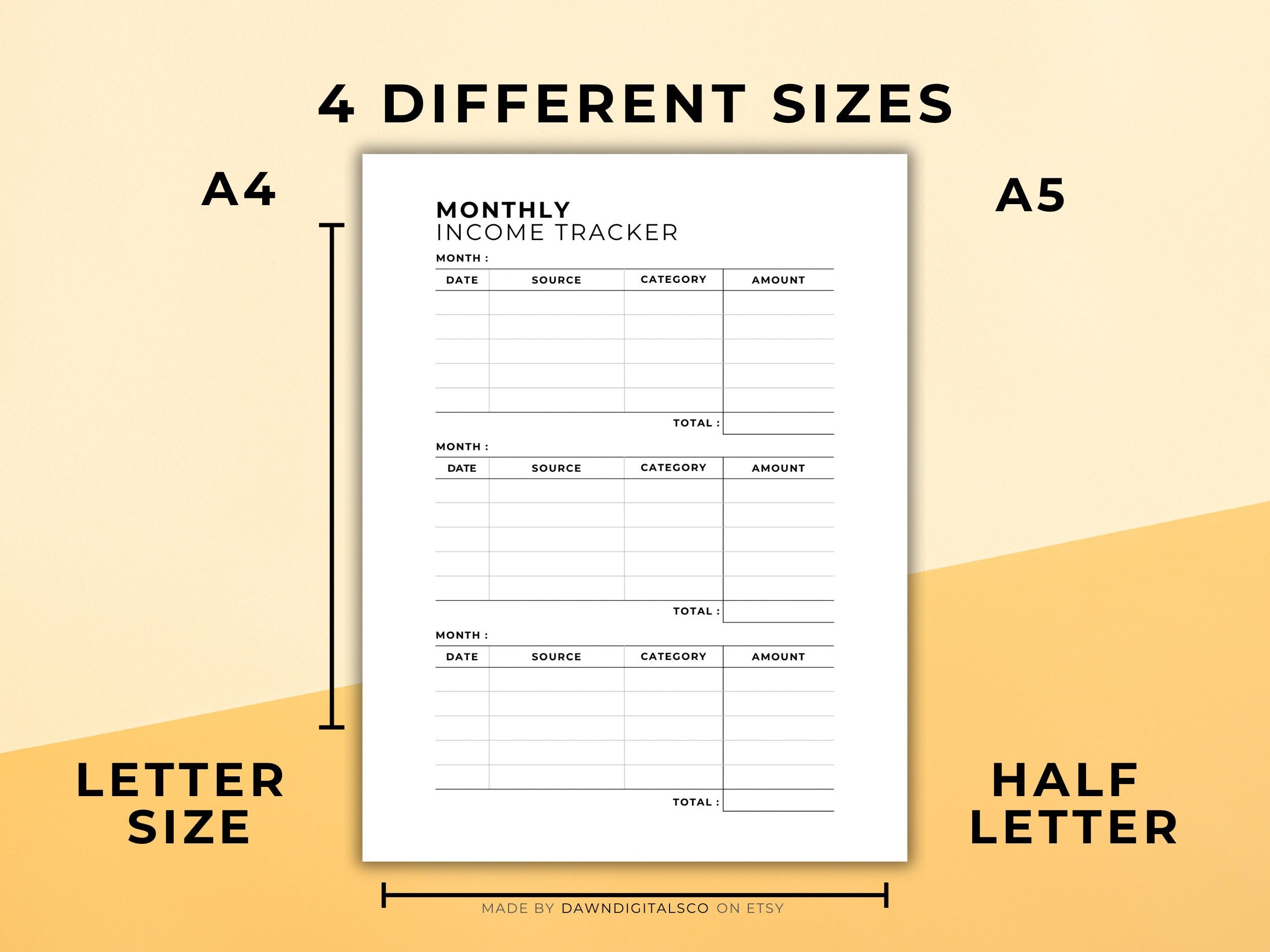 Monthly Income Tracker, Monthly Income Log, Income Record Sheet, Track ...