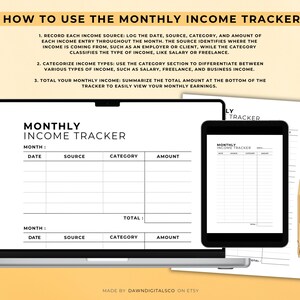 Monthly Income Tracker, Monthly Income Log, Income Record Sheet, Track ...
