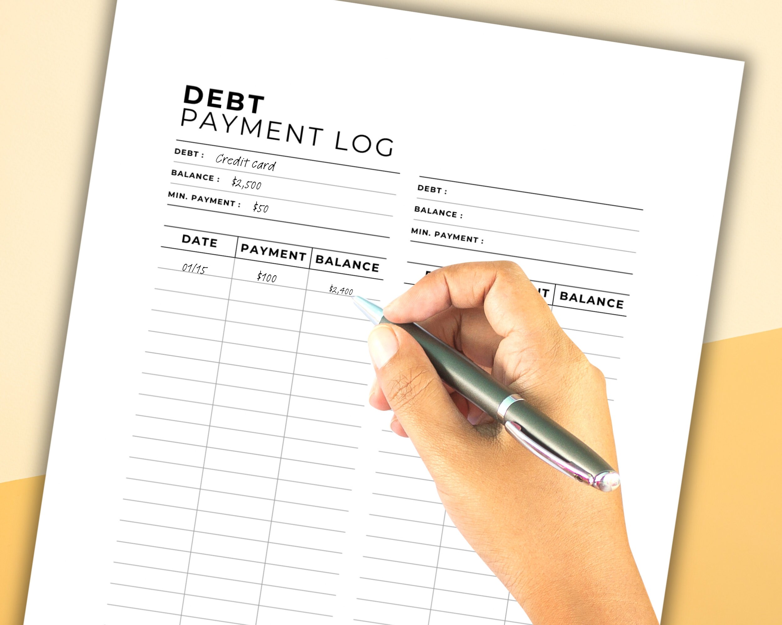Debt Payment Log, Budget Tracker, Debt Planner, Bill Tracker, Finance ...