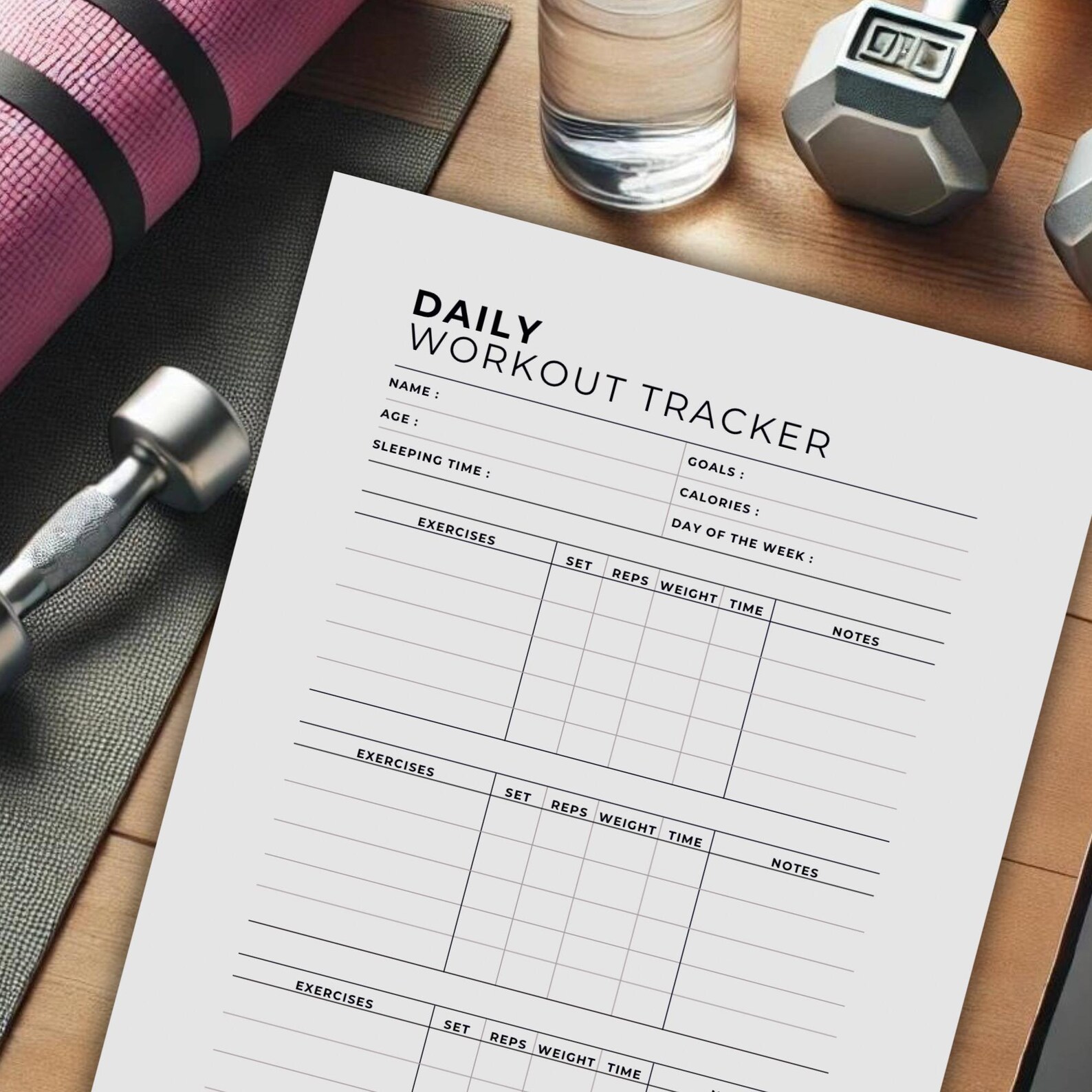 Daily Workout Tracker, Exercise Log, Gym Log, Workout Log, Fitness Log ...