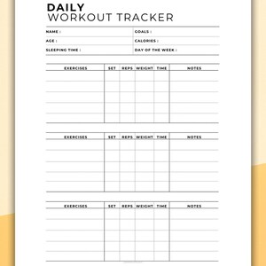 Daily Workout Tracker, Exercise Log, Gym Log, Workout Log, Fitness Log ...