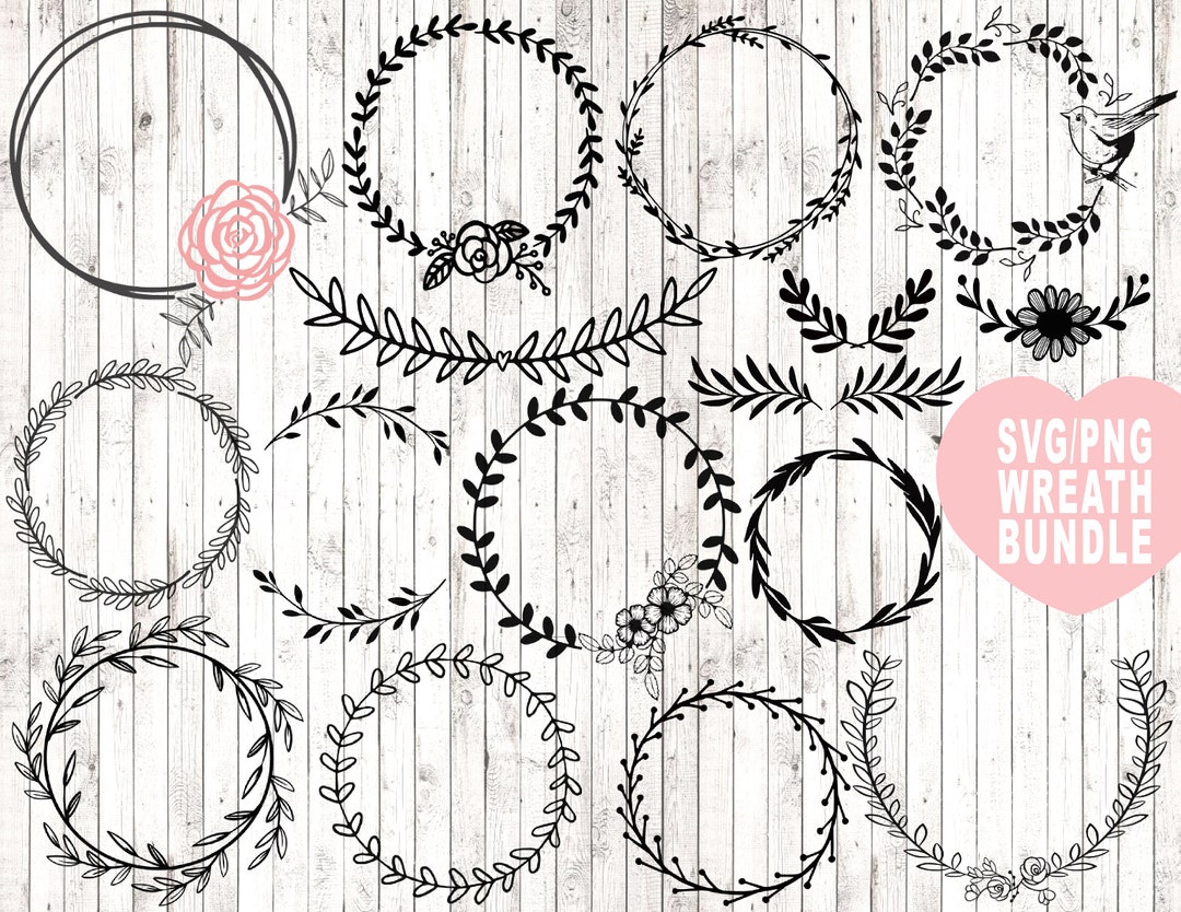 Wreath svg bundle wreath svg files hand drawn wreath svg - Etsy México