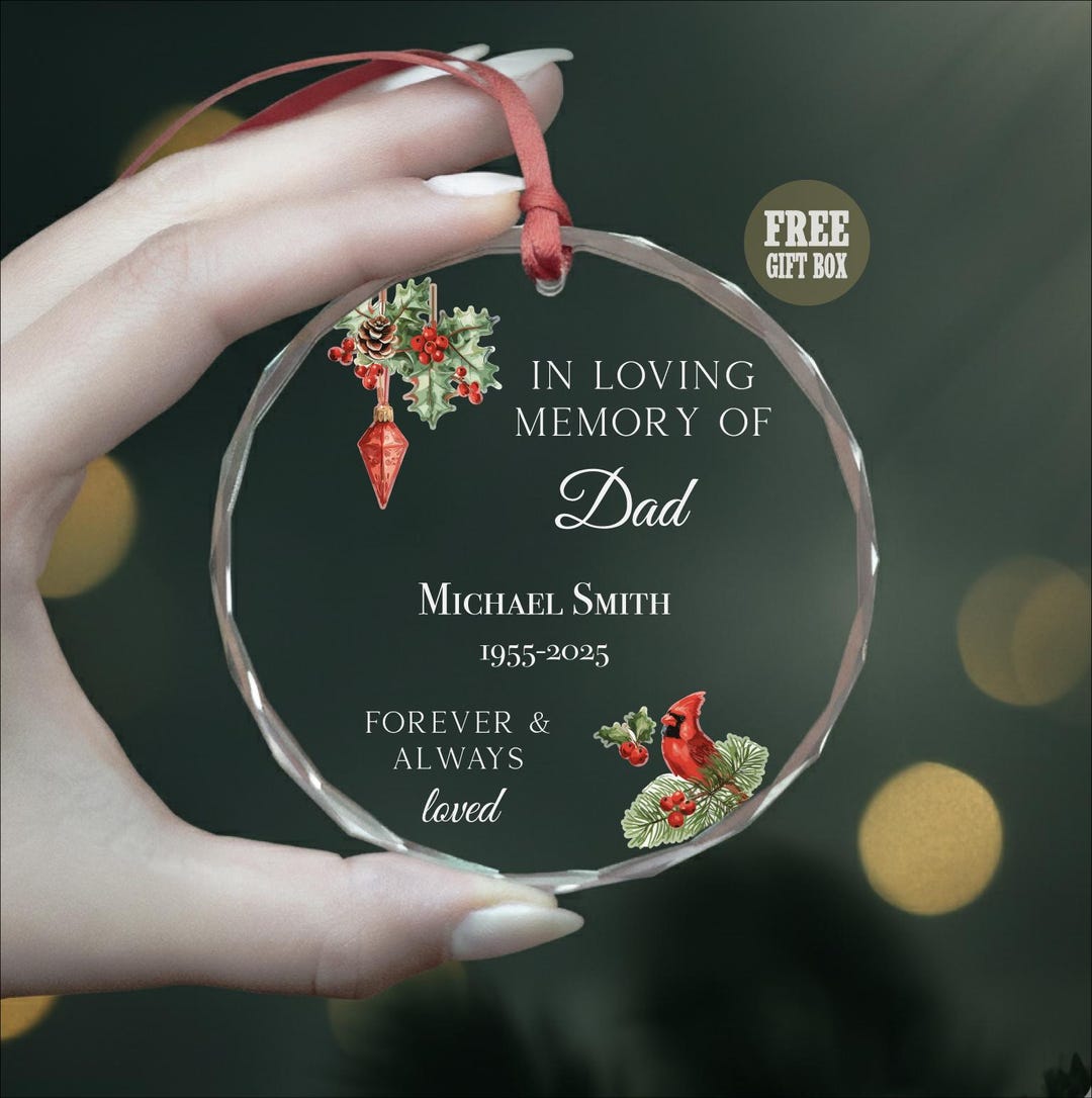 Personalized Dad Memorial Glass Ornament, Remembrance Keepsake - Etsy