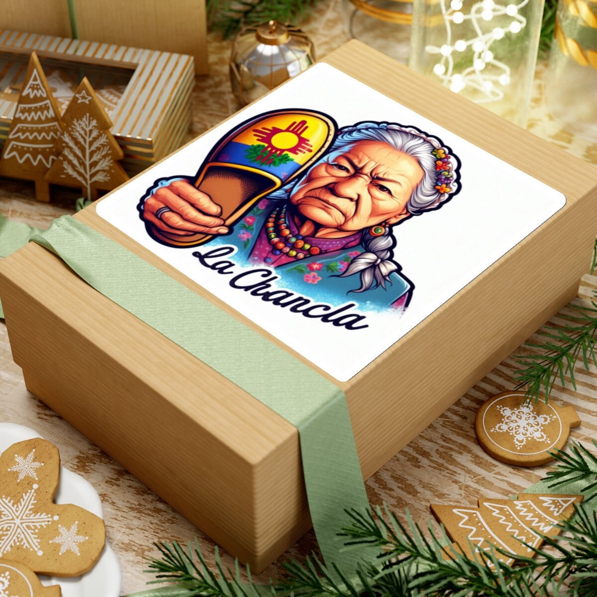 La Chancla Sticker Humorous Elderly Woman With Sandal, New Mexico Zia ...