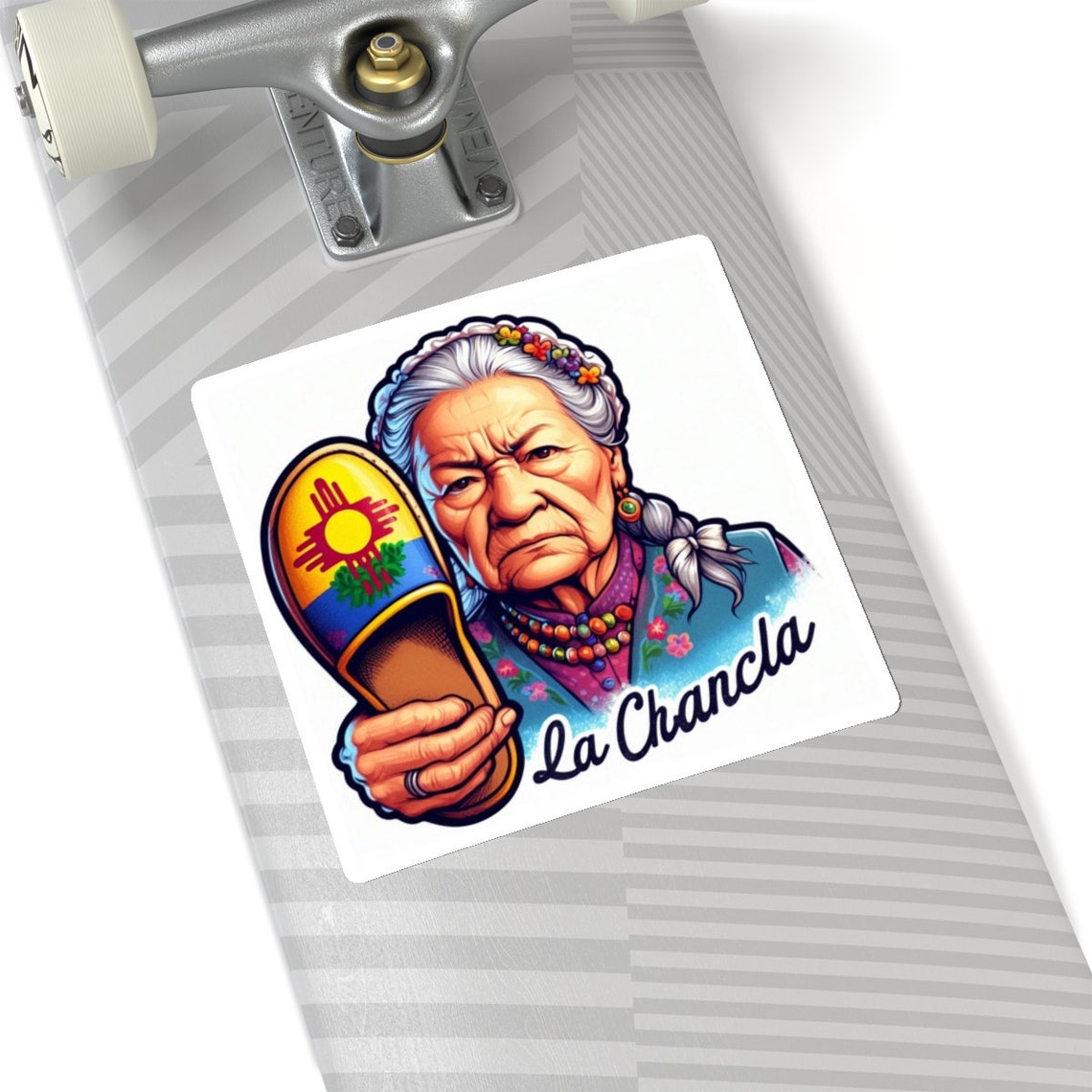 La Chancla Sticker Humorous Elderly Woman With Sandal, New Mexico Zia ...