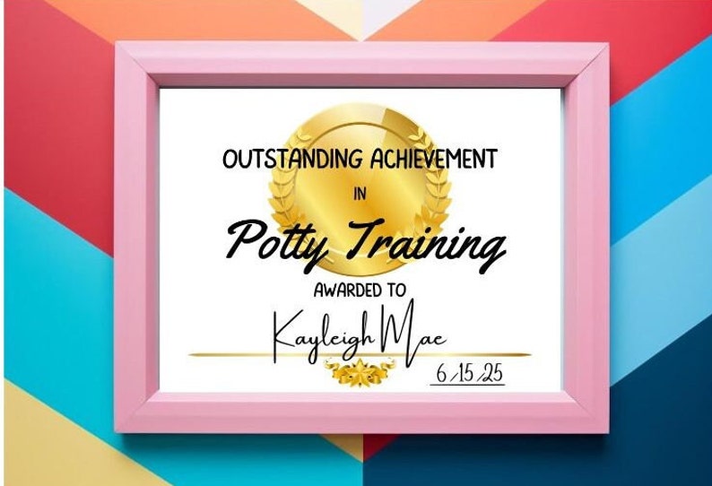 Potty Training Award Toddler Reward Certificate for Boys & Girls Child ...