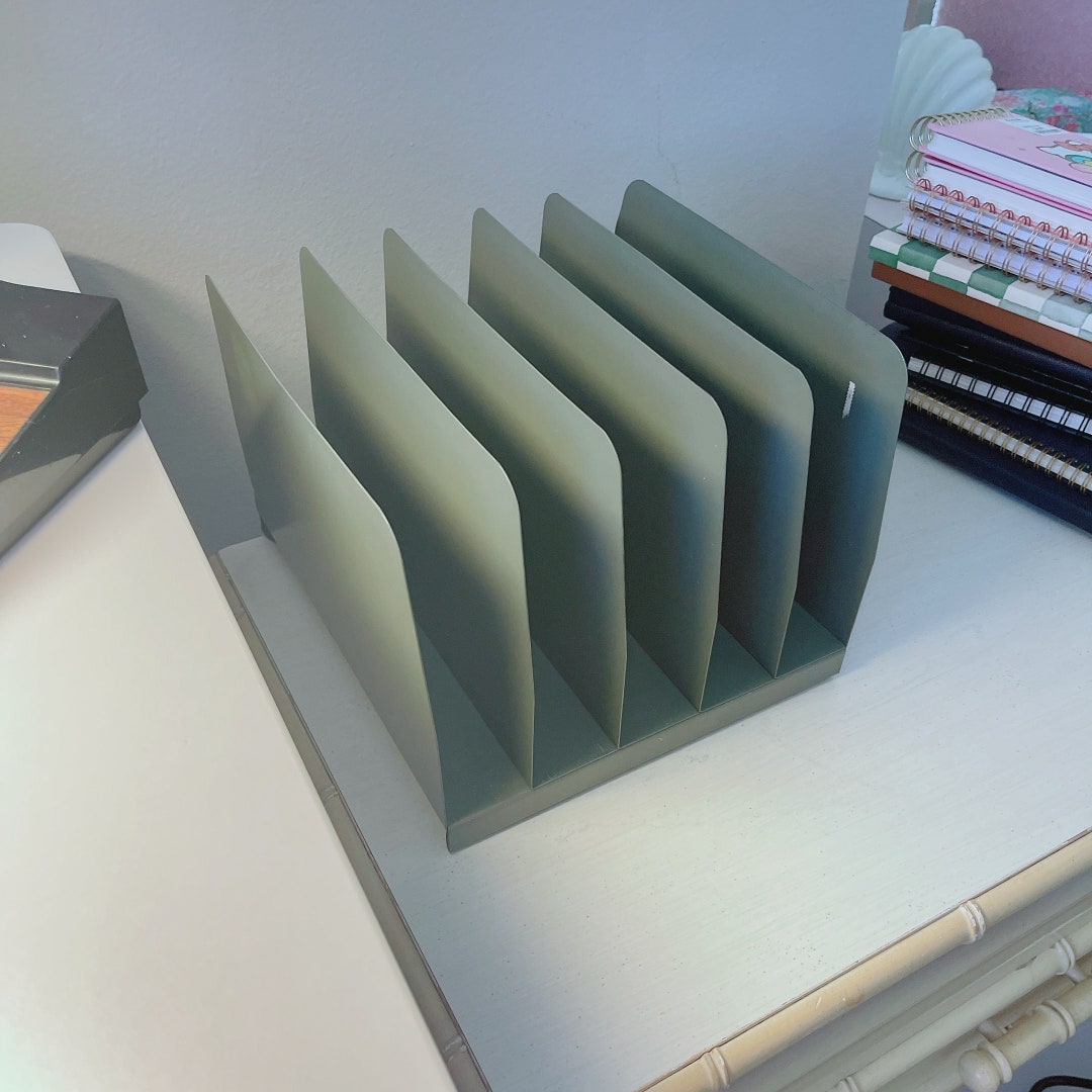 Vintage Metal File Organizer 1960s Retro Desktop File Holder Seafoam ...
