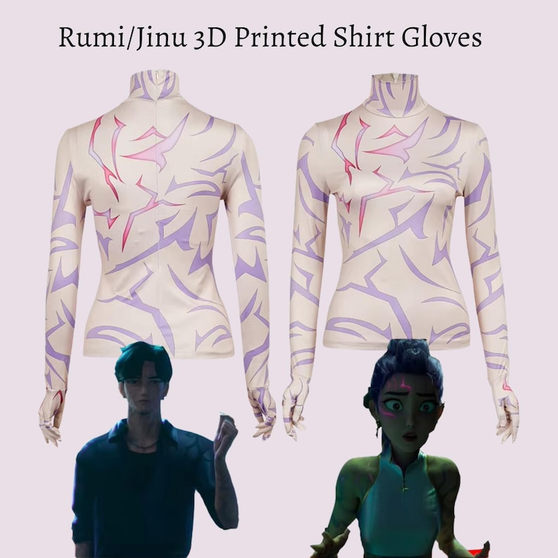 Rumi Jinu KPOP Demons Hunter Cosplay 3D Printed Pattern Shirt Gloves ...