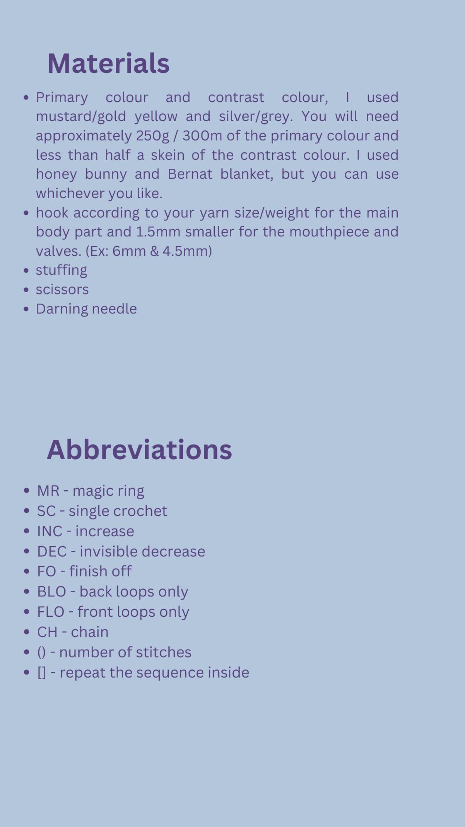 Tuba Brass Instrument Crochet Pattern ENG PDF - Etsy