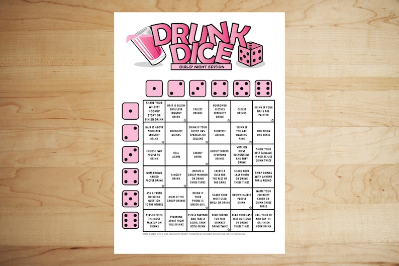 Drunk Dice - Girls' Night Edition - Etsy