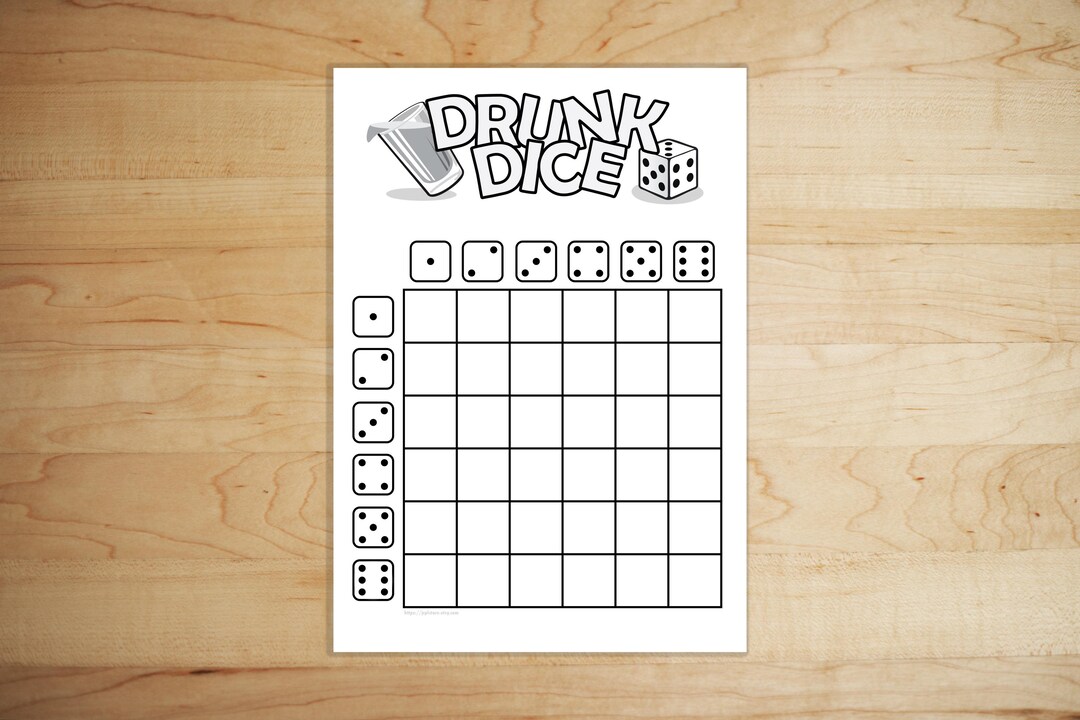Drunk Dice Drinking Game Template - Etsy