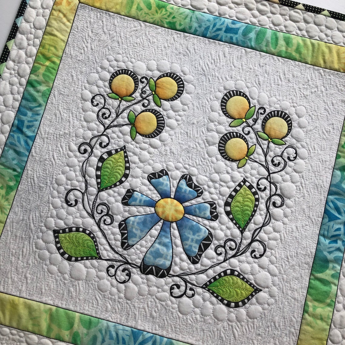 Digital Stenciled Quilt Pattern, Inked Quilt Pattern, Stenciling ...