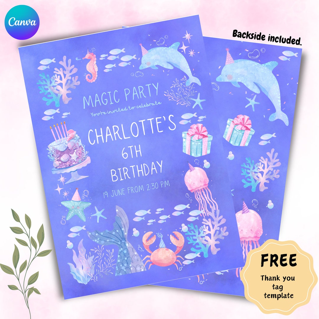 Sea World Invitation Printable, Sea Editable Template, Birthday Invite ...