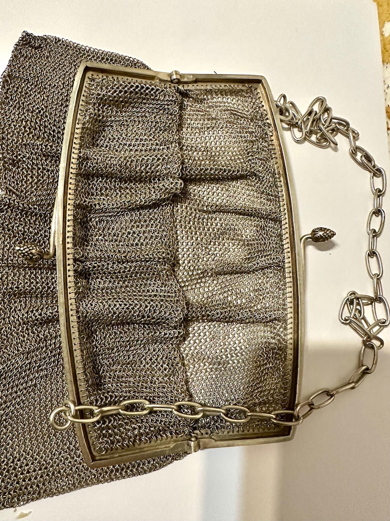 Vintage massief zilveren maliënkoldertas – 900 zilver, 262 g – gemerkt ...