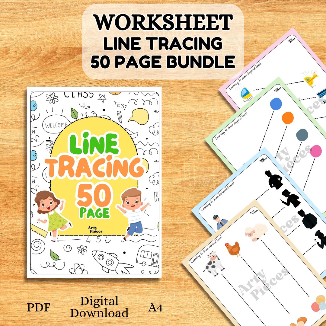 50 Preschool Line Tracing Worksheets Bundle, Kindergarten Learning ...