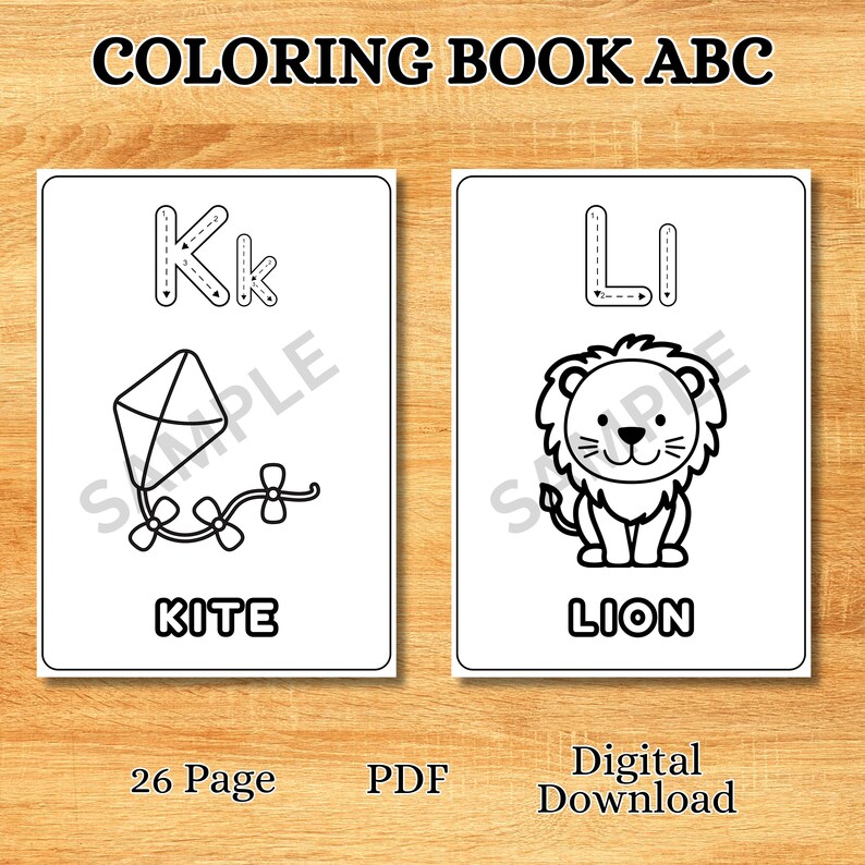Kids Coloring Book, 26 Alphabet Coloring Pages, Abc Coloring, Letters ...