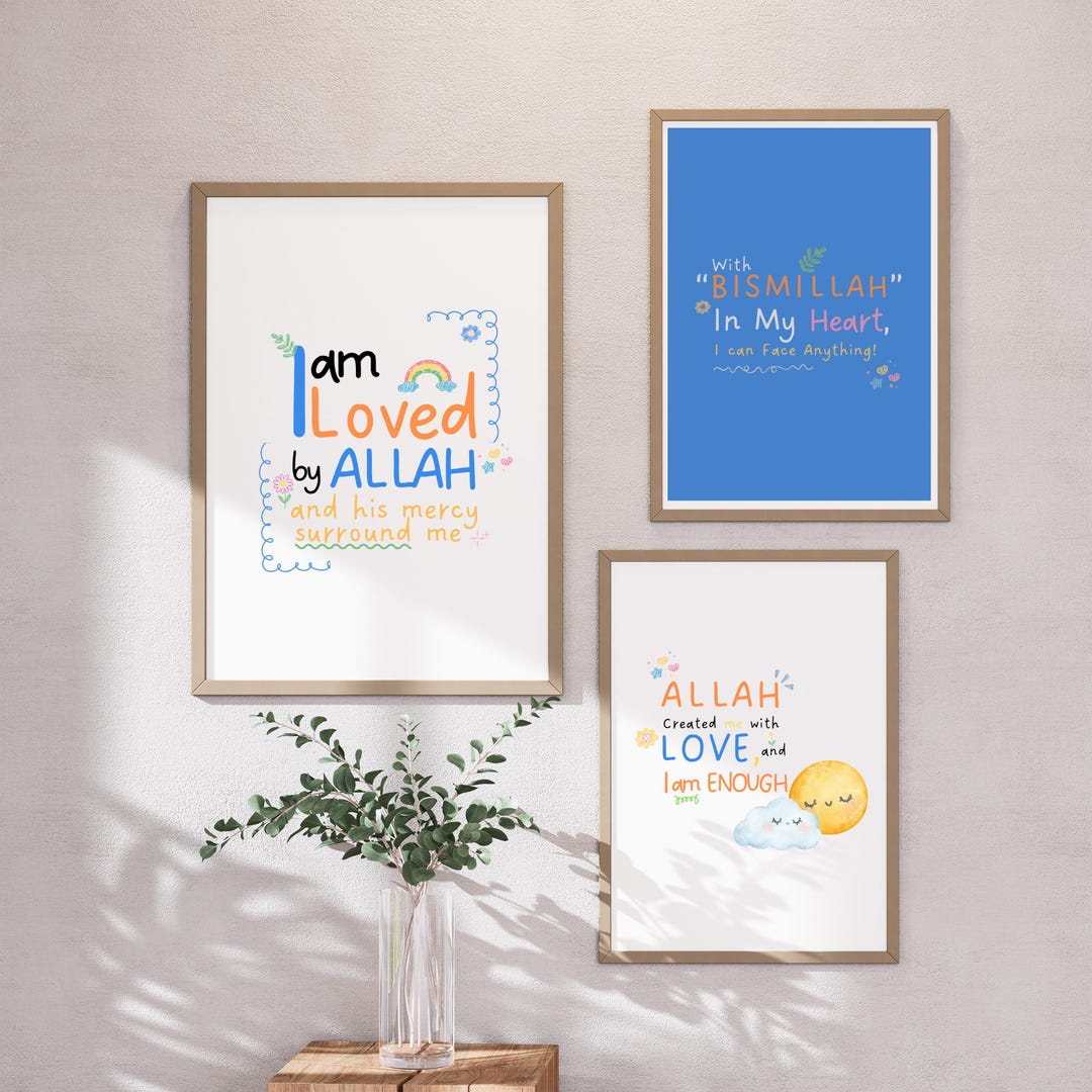Set of 3 Islamic Nursery Prints, Positive Affirmations for Muslim Kids ...