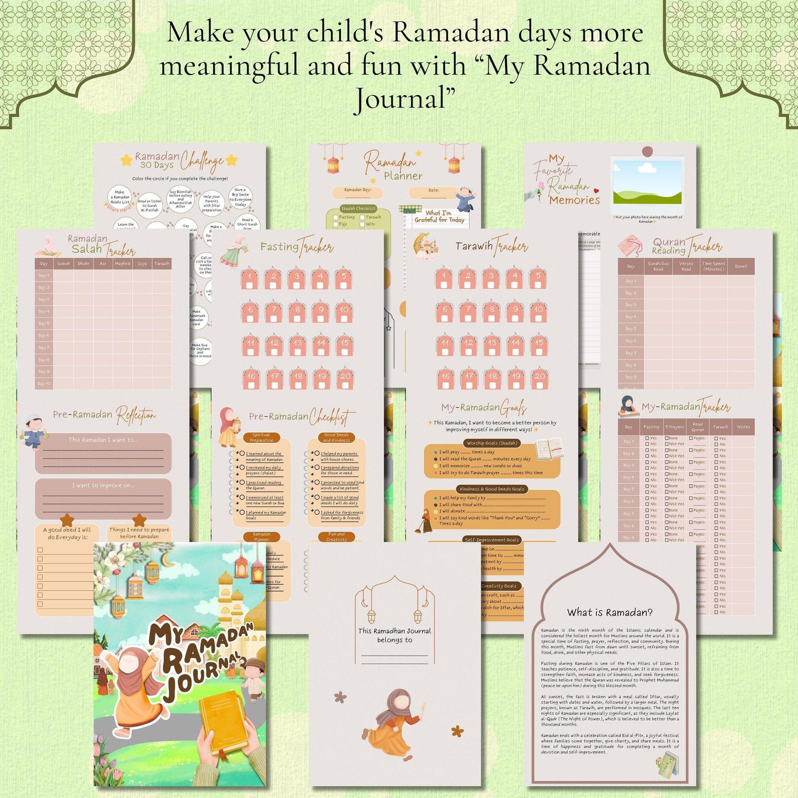 Ramadan Journal for Kids, Ramadan Planner for Children, Islamic Muslim ...