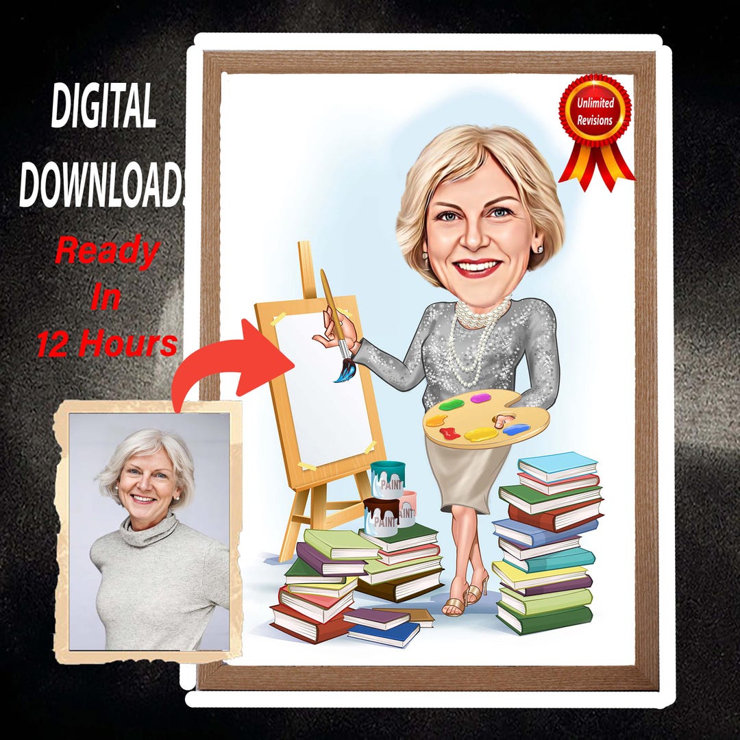 Custom Painter Cartoon Portrait, Painter Portrait, Painter Gift ...