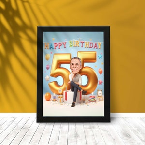 PERSONALIZED 55th BIRTHDAY Extra Special Day Caricature Photo to ...