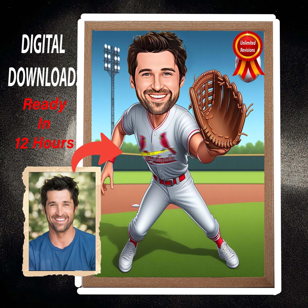 St. Louis Cardinals Cartoon Portrait: Custom Baseball Caricature ...