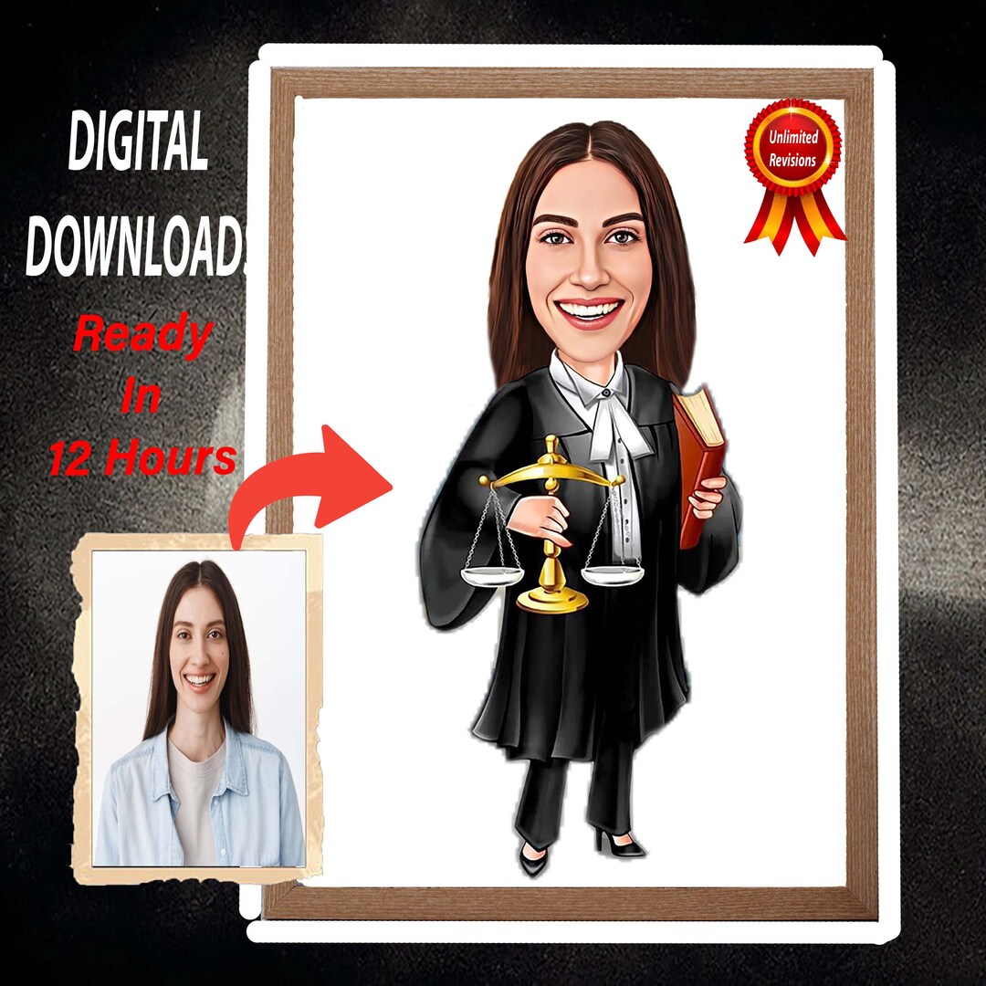Personalized Judge Cartoon Portrait, Custom Judge Caricature Drawing ...