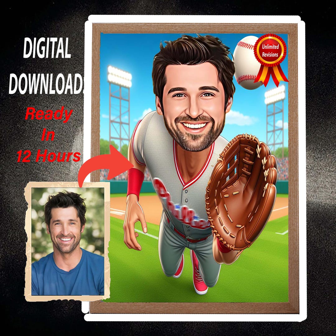 Philadelphia Phillies Cartoon Portrait Custom Funny Baseball Player ...
