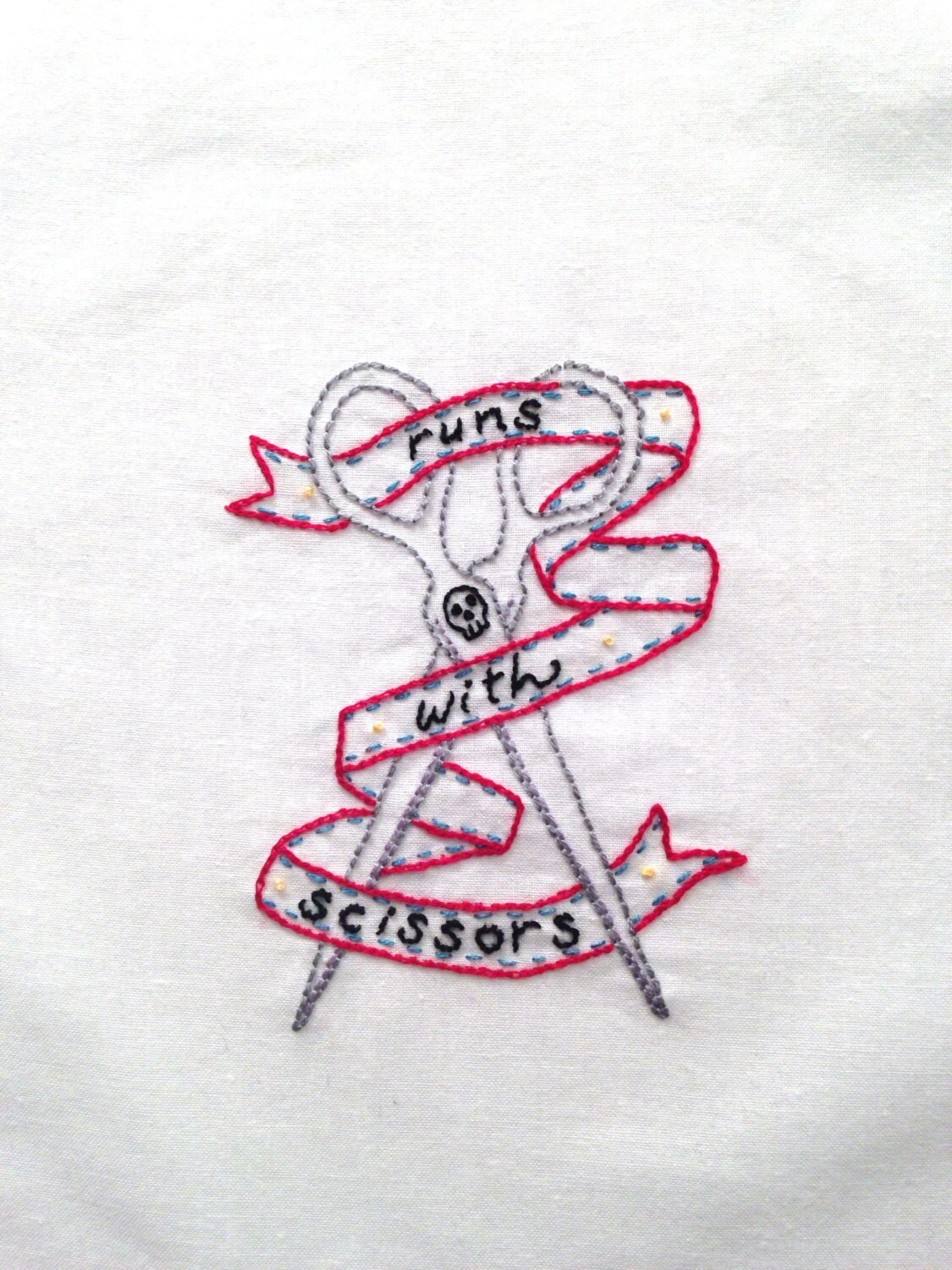Hand Embroidery Pattern PDF Runs With Scissors - Stitching Instructions ...