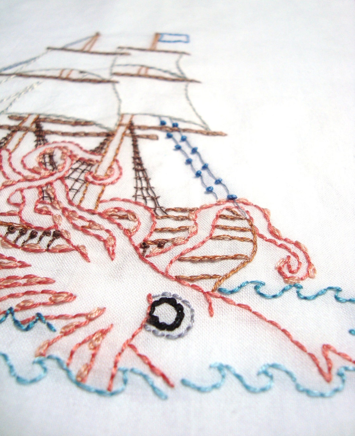 Kraken Vs. Ship Hand Embroidery Pattern PDF Stitching Instructions ...