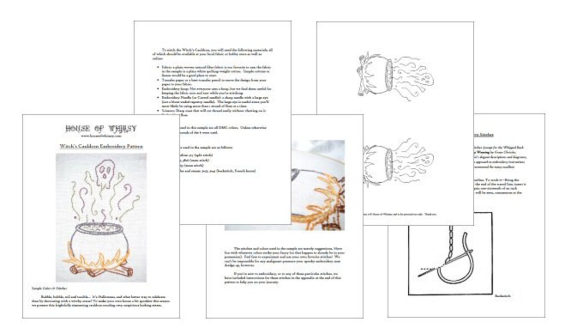 Witch's Cauldron Halloween Hand Embroidery Pattern PDF Stitching ...