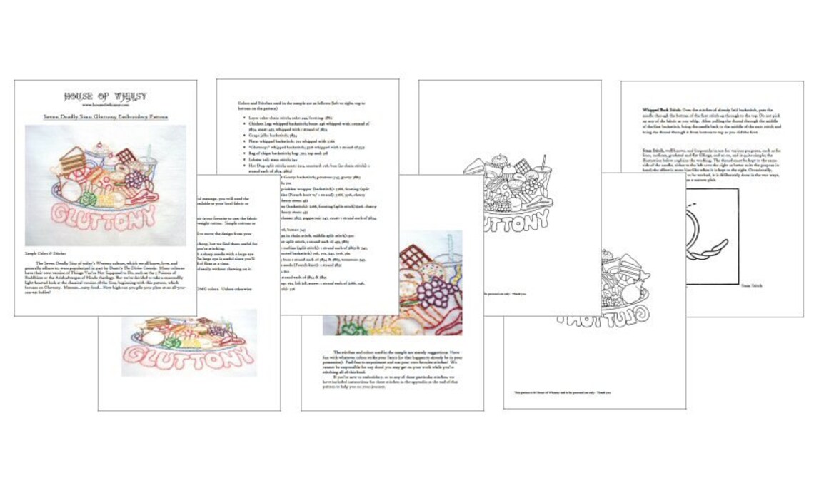 Gluttony Food Plate Hand Embroidery Pattern PDF: Seven Deadly - Etsy