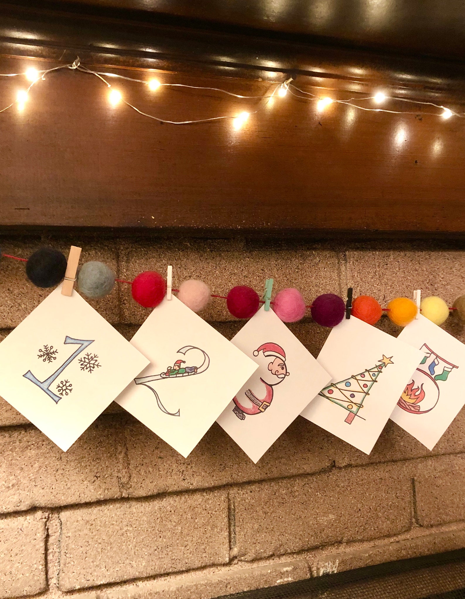 Advent Calendar Christmas Countdown PDF Printable Hand Illustrated - Etsy